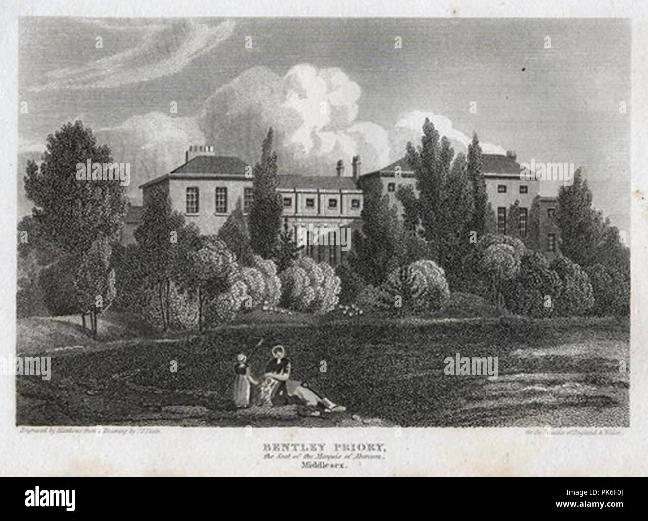 Bentley Priory c 1800 Stock Photo - Alamy