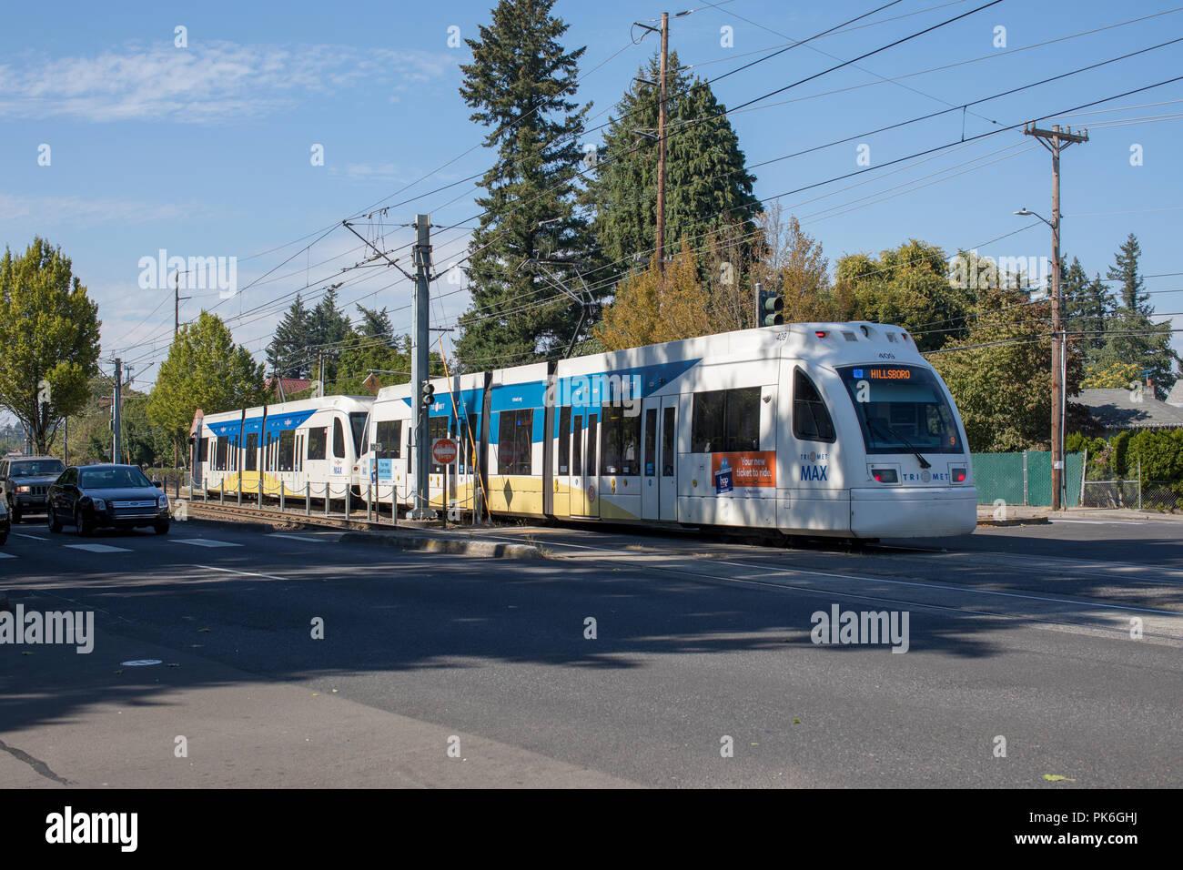 Portland, Oregon - Sep 8, 2018 : A Trimet light rail train heading ...