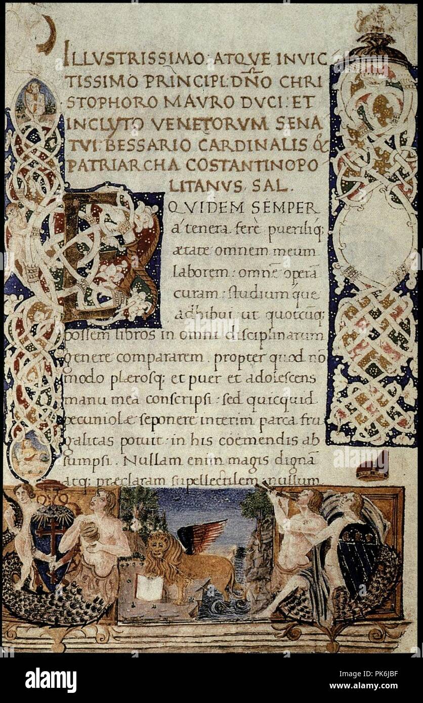 Bessarion, Letter to the doge and senate of Venice Stock Photo - Alamy