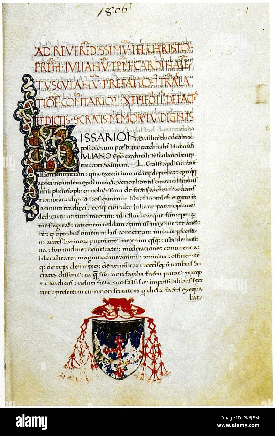 Bessarion‥99s dedication letter to Cesarini Stock Photo - Alamy