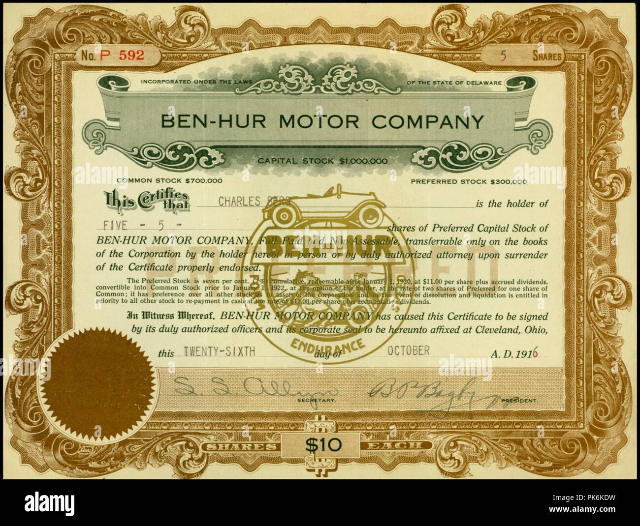 Ben-Hur Motor Comp 1916 Stock Photo - Alamy