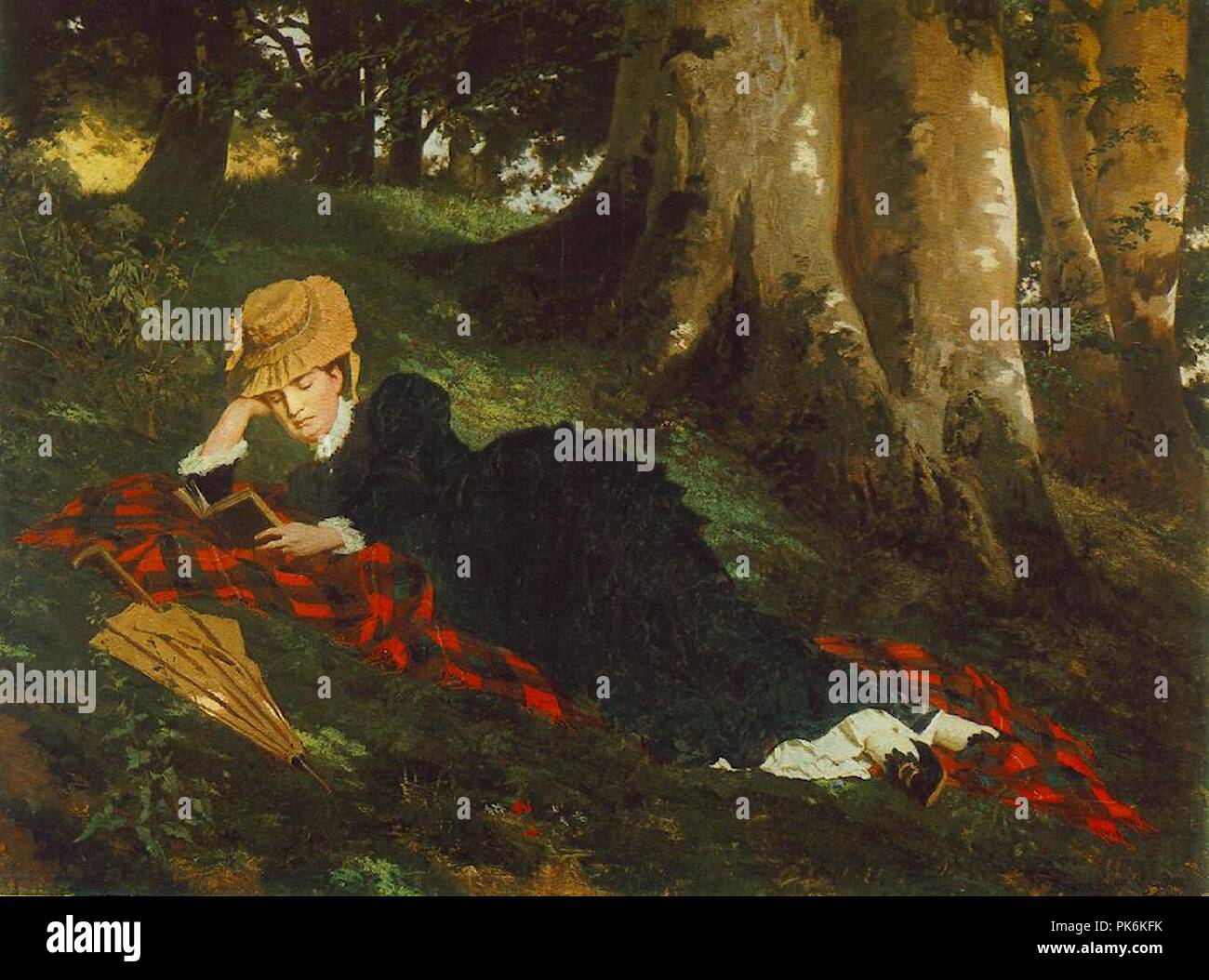 Benczur, Gyula - Reading Woman in the Forest (1875 Stock Photo - Alamy