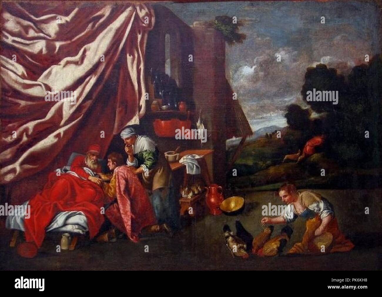 Bendición de Jacob del taller de Pedro de Orrente (Museo de León Stock ...