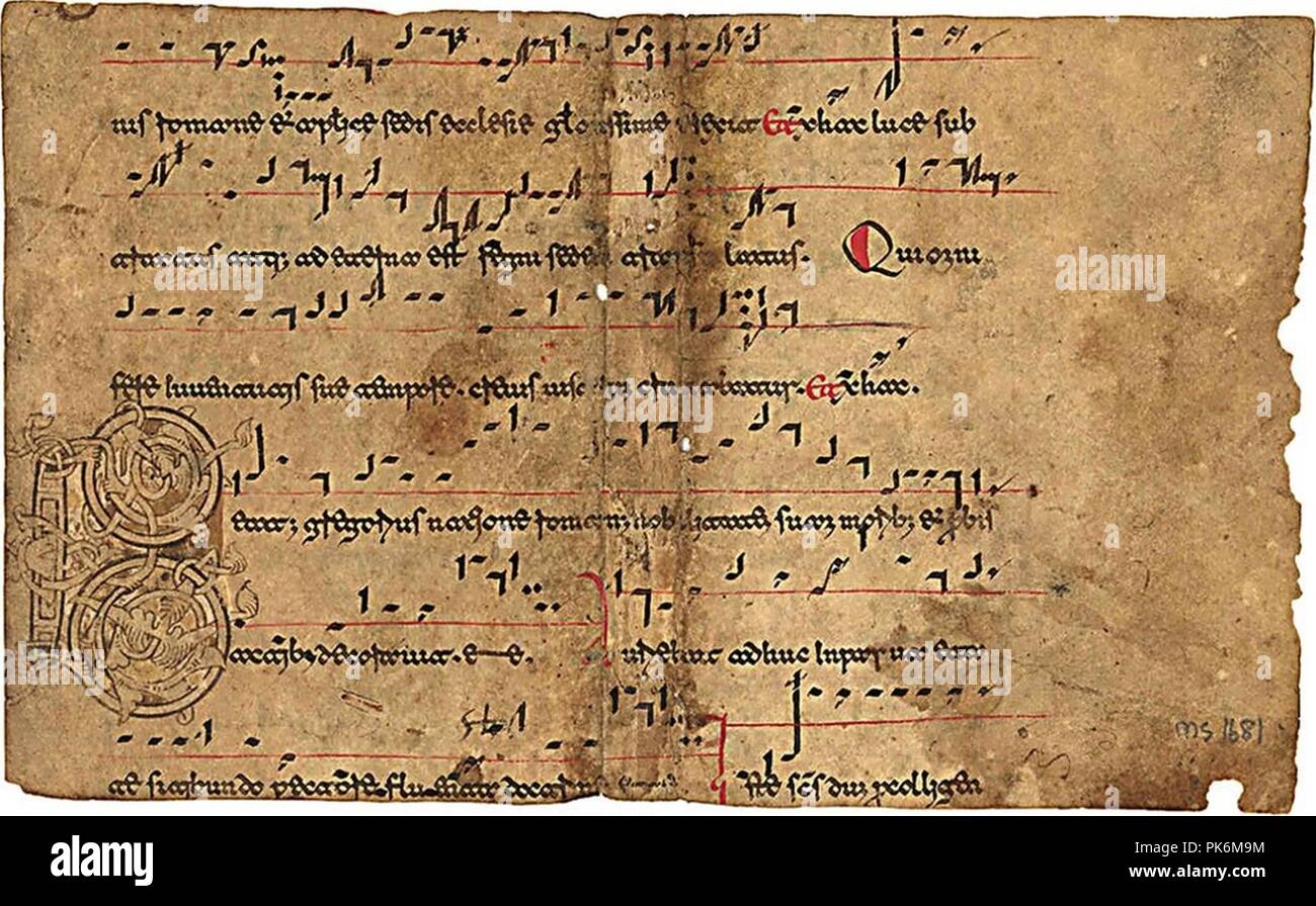 Beneventan music manuscript example Stock Photo - Alamy