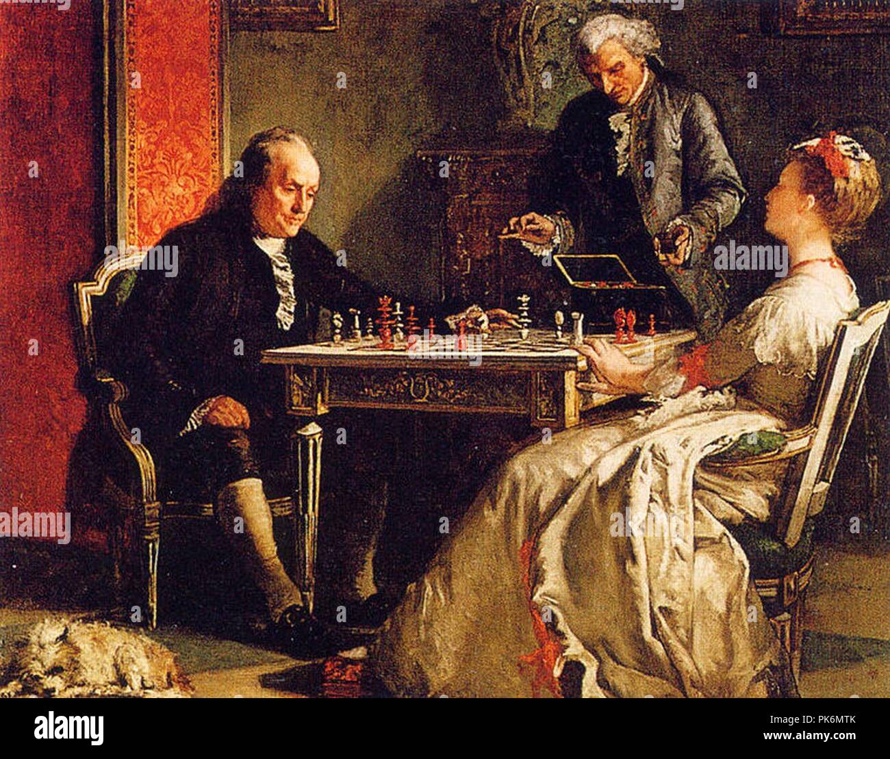 Benjamin Franklin playing chess Stock Photo - Alamy