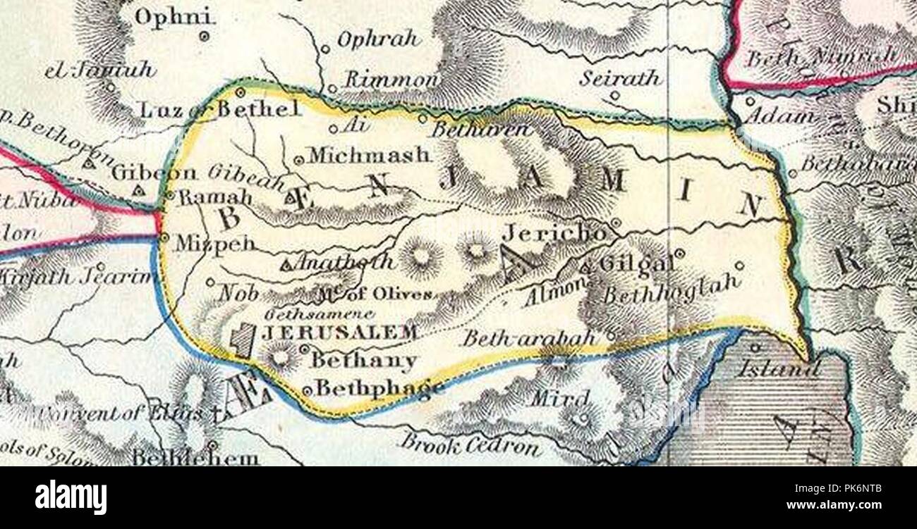 Benjamin. 1852 Philip Map of Palestine - Israel - Holy Land ...