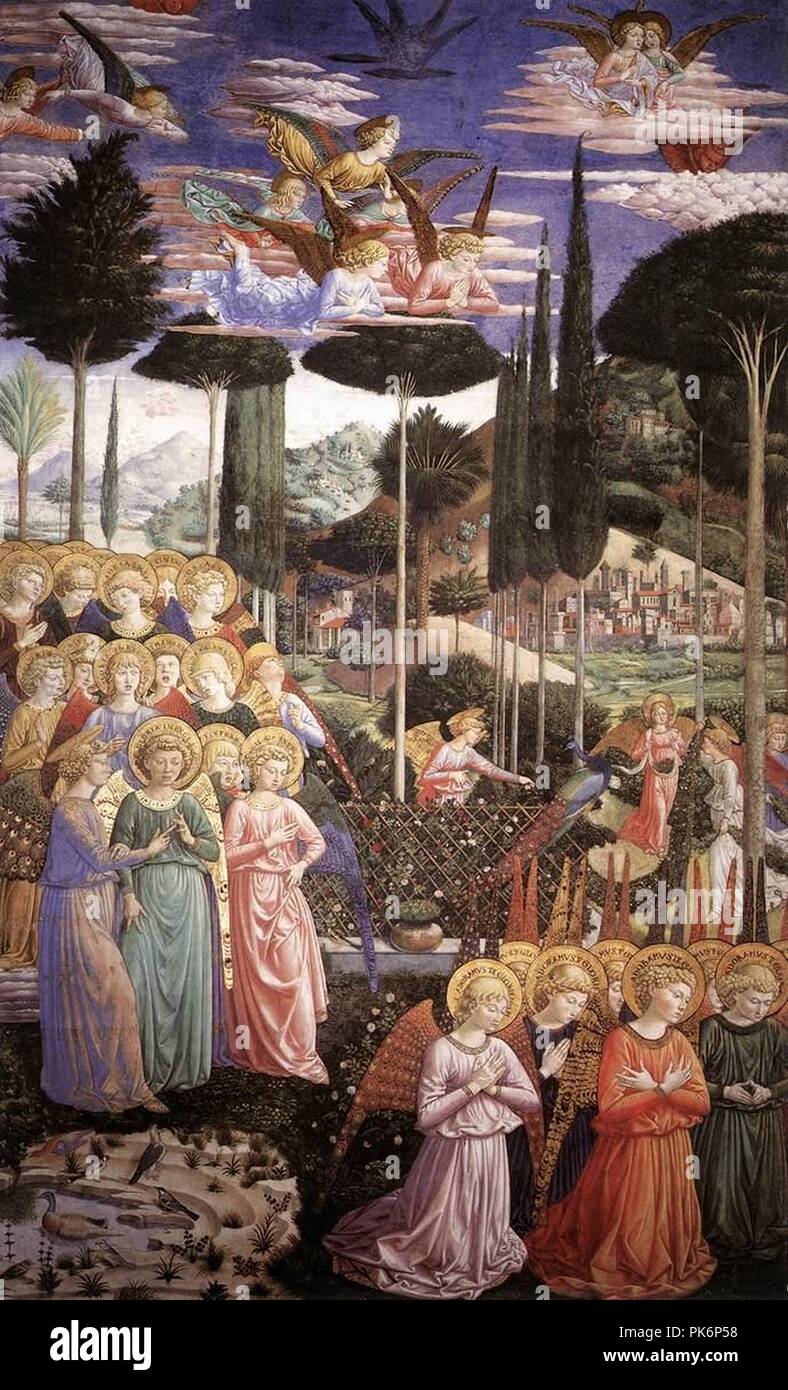 Benozzo Gozzoli - Angels Worshipping (left side of the chancel Stock ...