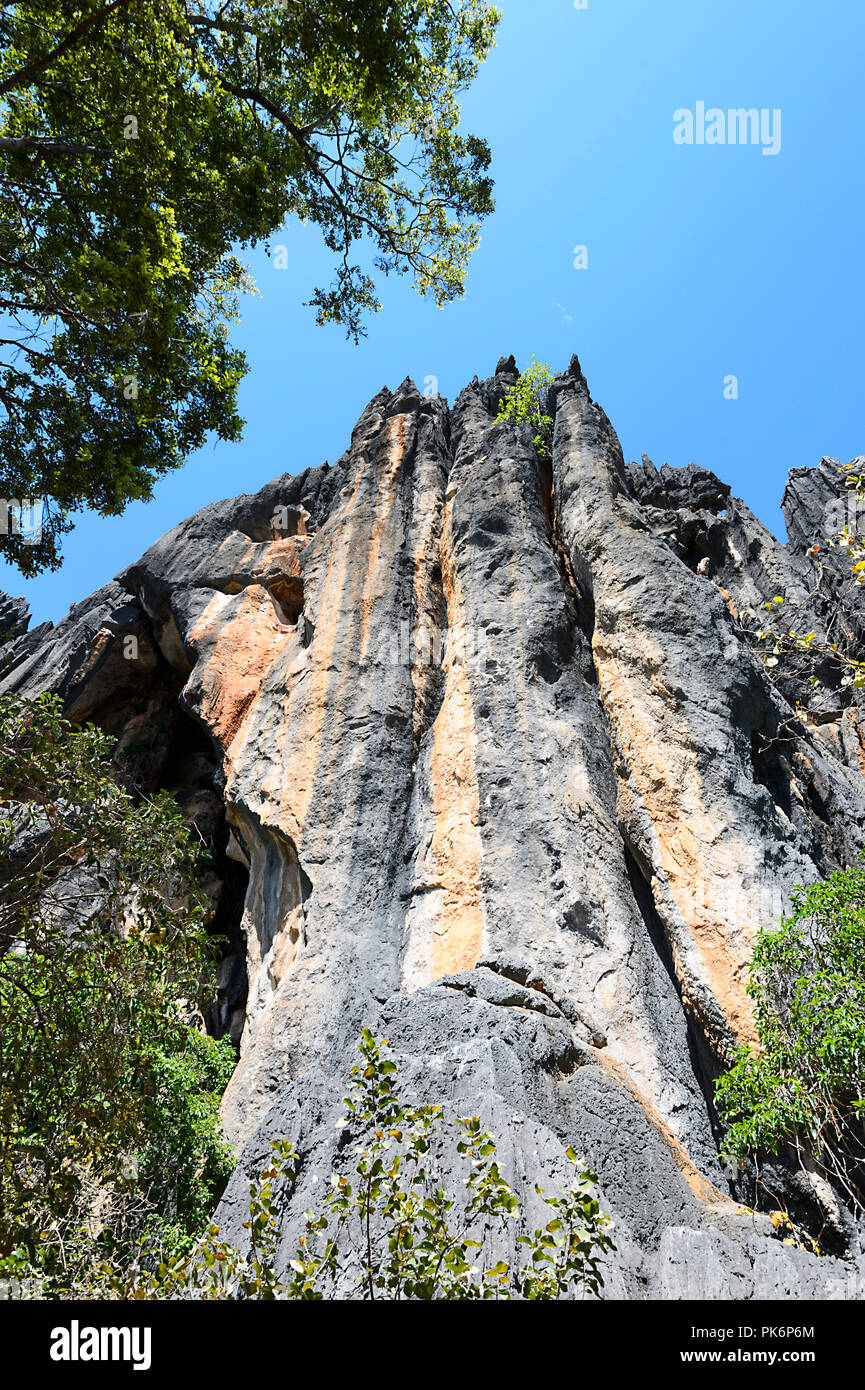 Impressive view of limestone outcrop at The Archways caves system ...