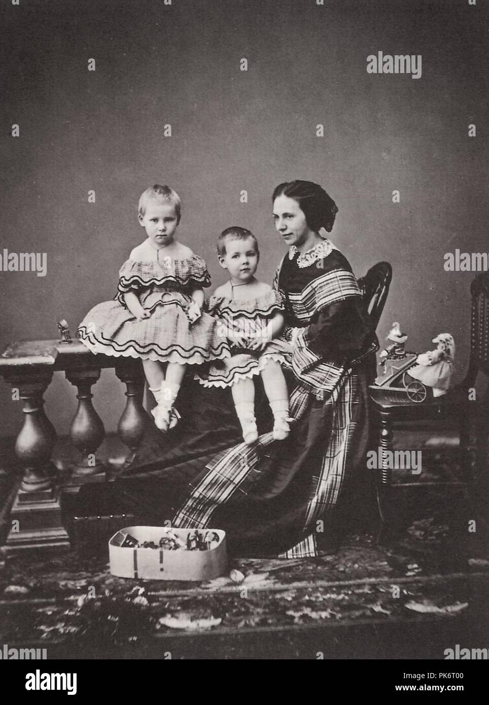 Bergner, Karl August - Eine unbekannte Adlige mit ihren Kindern, Moskau ...