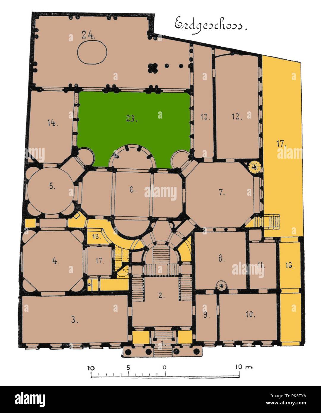 Berlin Palais Strousberg Grundriss Erdgeschoss coloured Stock Photo - Alamy