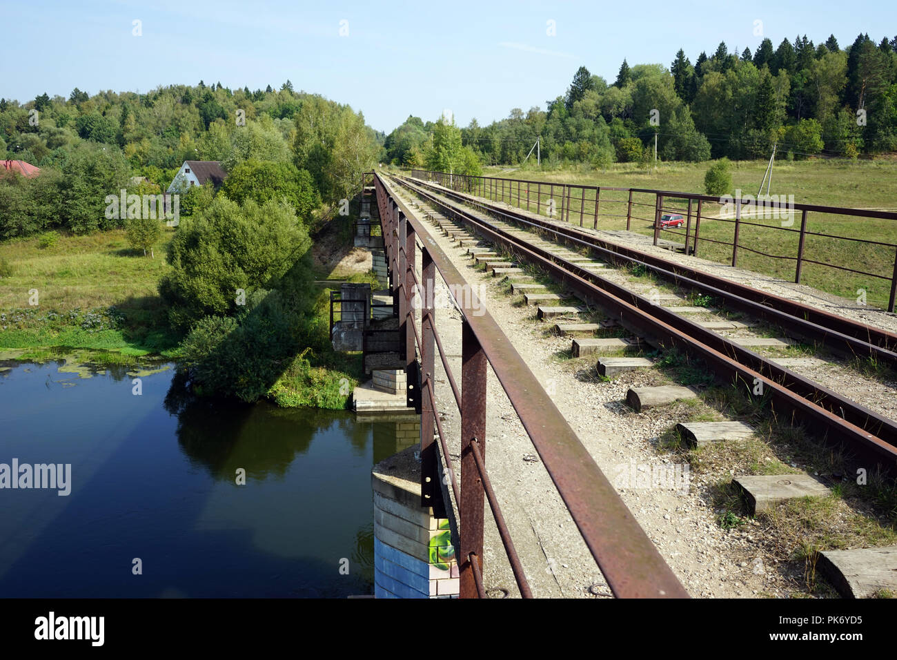 Abandoned railway bridge on the Moscow river, Russia Stock Photo - Alamy