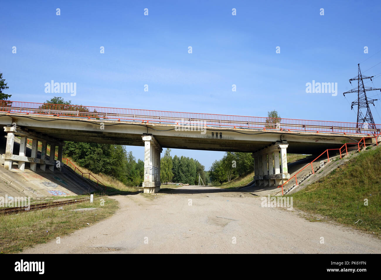Highway bridge and road in Moscow region, Russia Stock Photo - Alamy