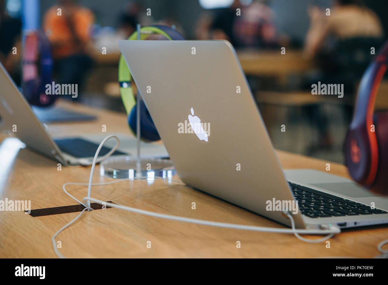 Berlin, August 29, 2018: Retail sale of new MacBooks in the official ...