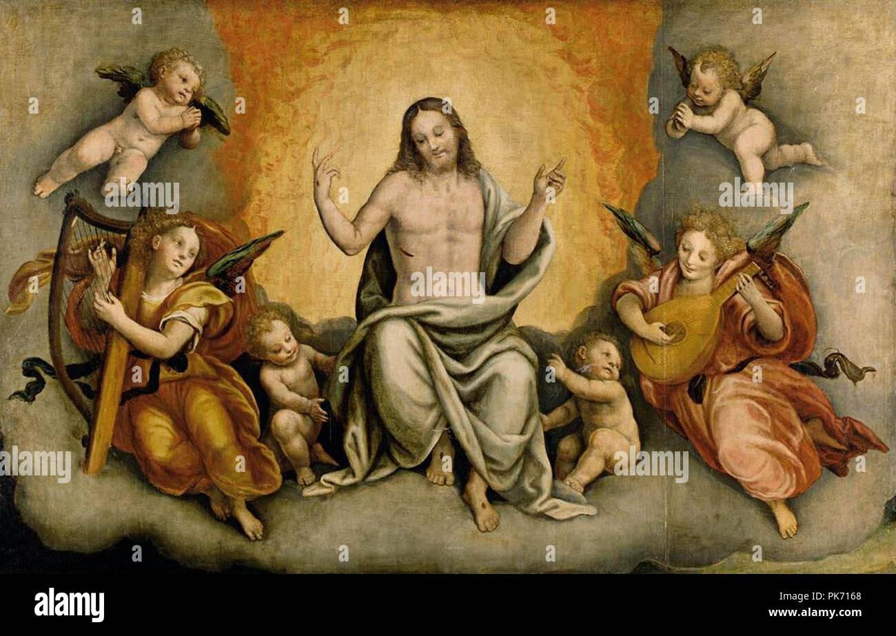 Bernardino Lanino - Triumph of Christ with Angels and Cherubs Stock ...
