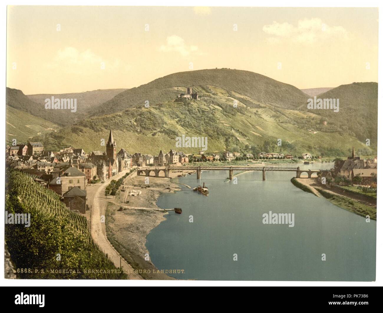 Bernkastel (i.e., Bernkastel-Kues) and Burg Landshut, Moselle, valley ...