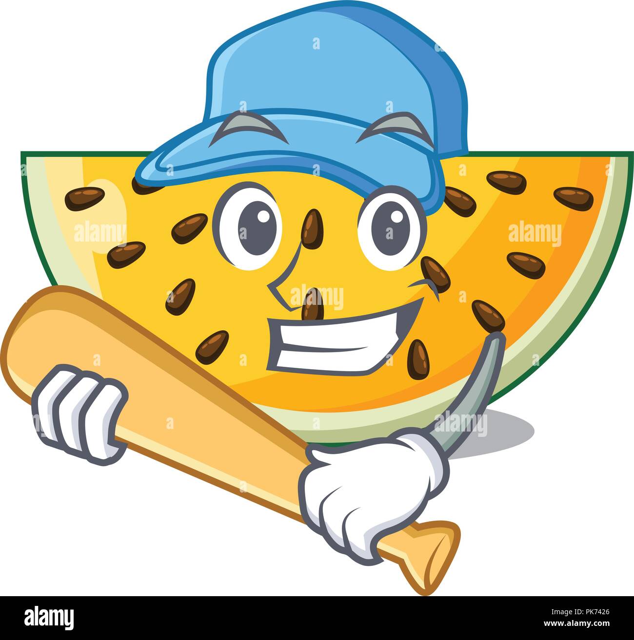 Playing baseball fresh yellow watermelon on character cartoon Stock ...