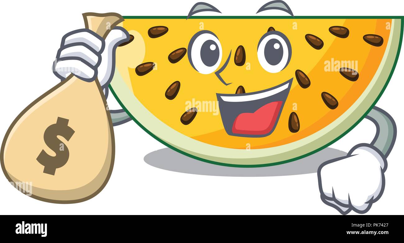 With money bag fresh yellow watermelon on character cartoon Stock ...