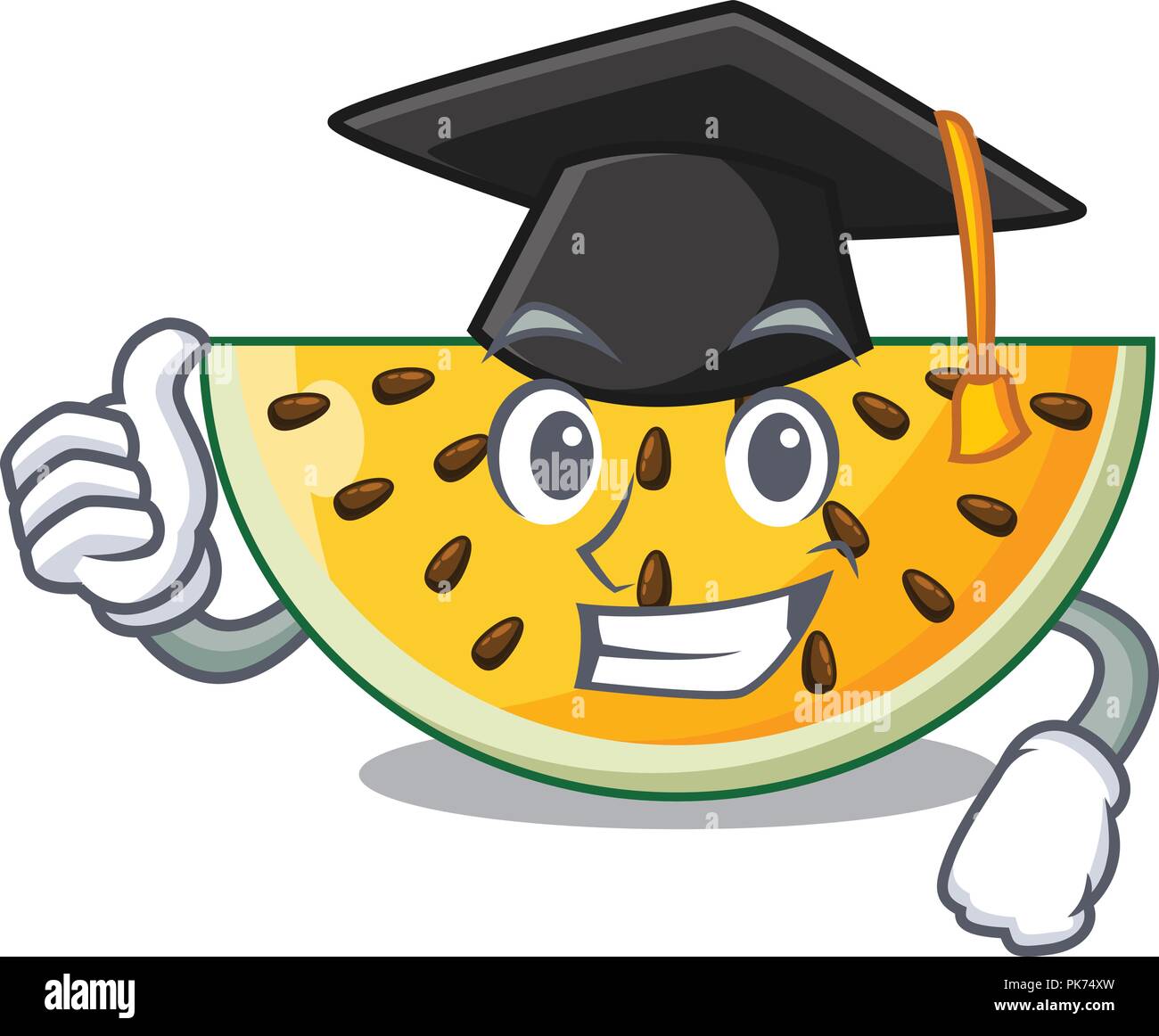 Graduation sliced yellow watermelon on character cartoon Stock Vector ...
