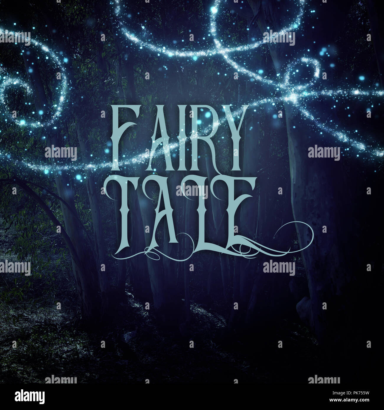 mysterious fairy tale background of dark and haunted forest and magical ...