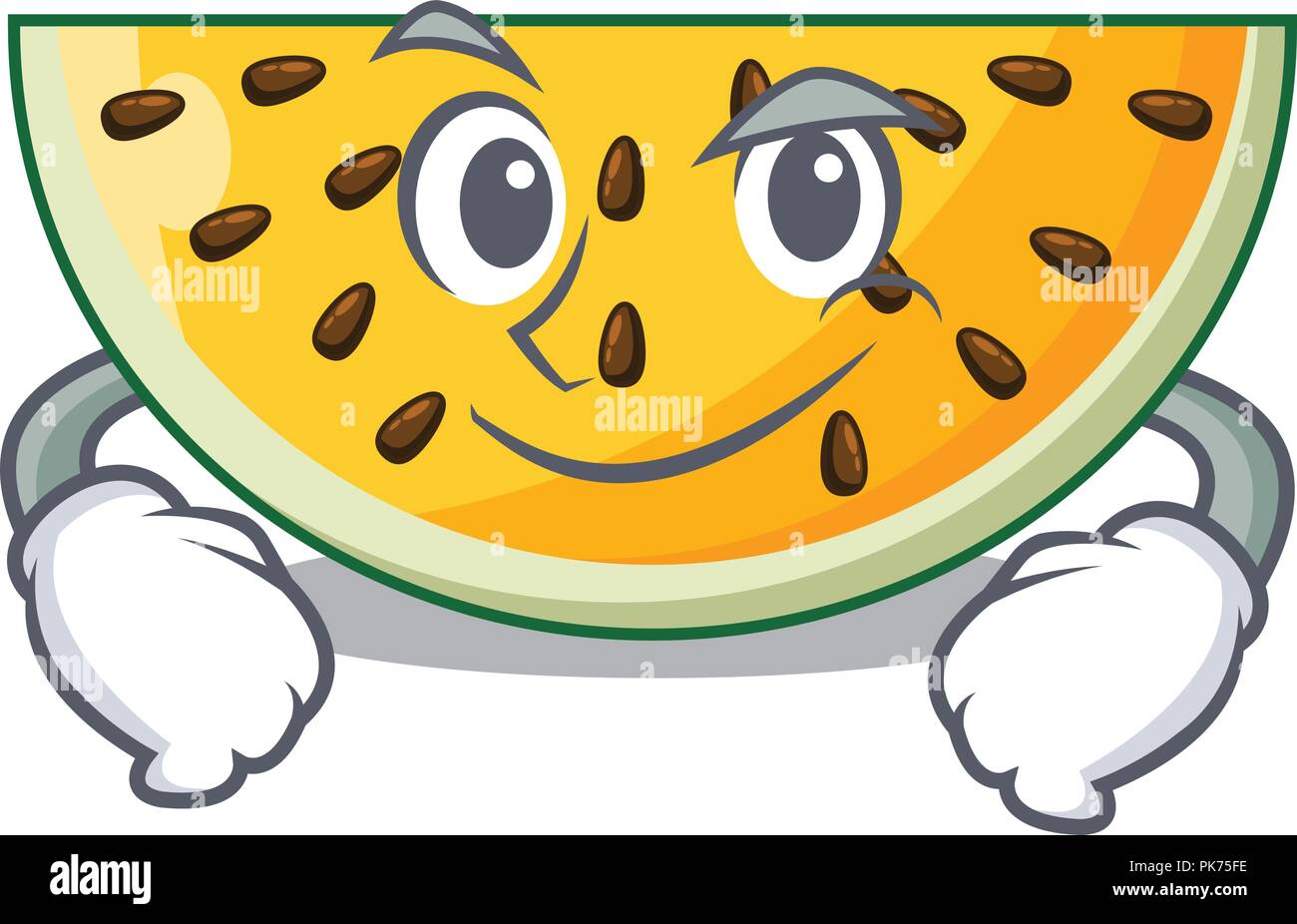 Smirking sliced yellow watermelon on character cartoon Stock Vector ...