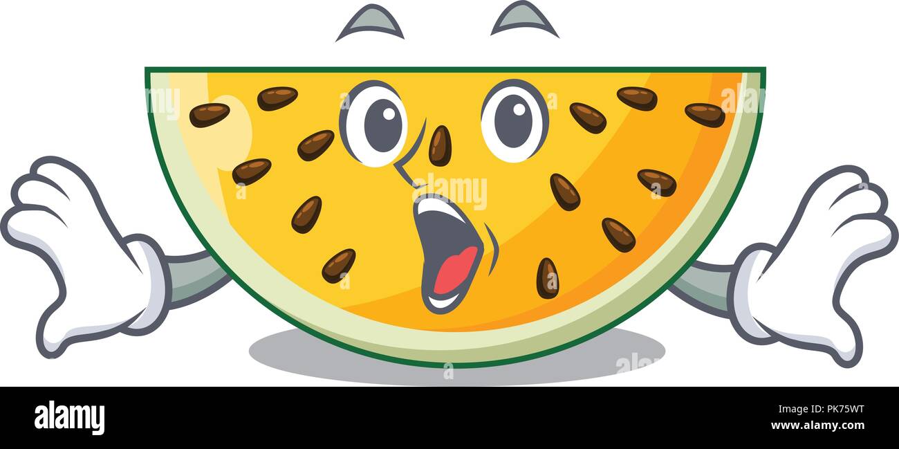Surprised a piece of a yellow watermelon cartoon Stock Vector Image ...
