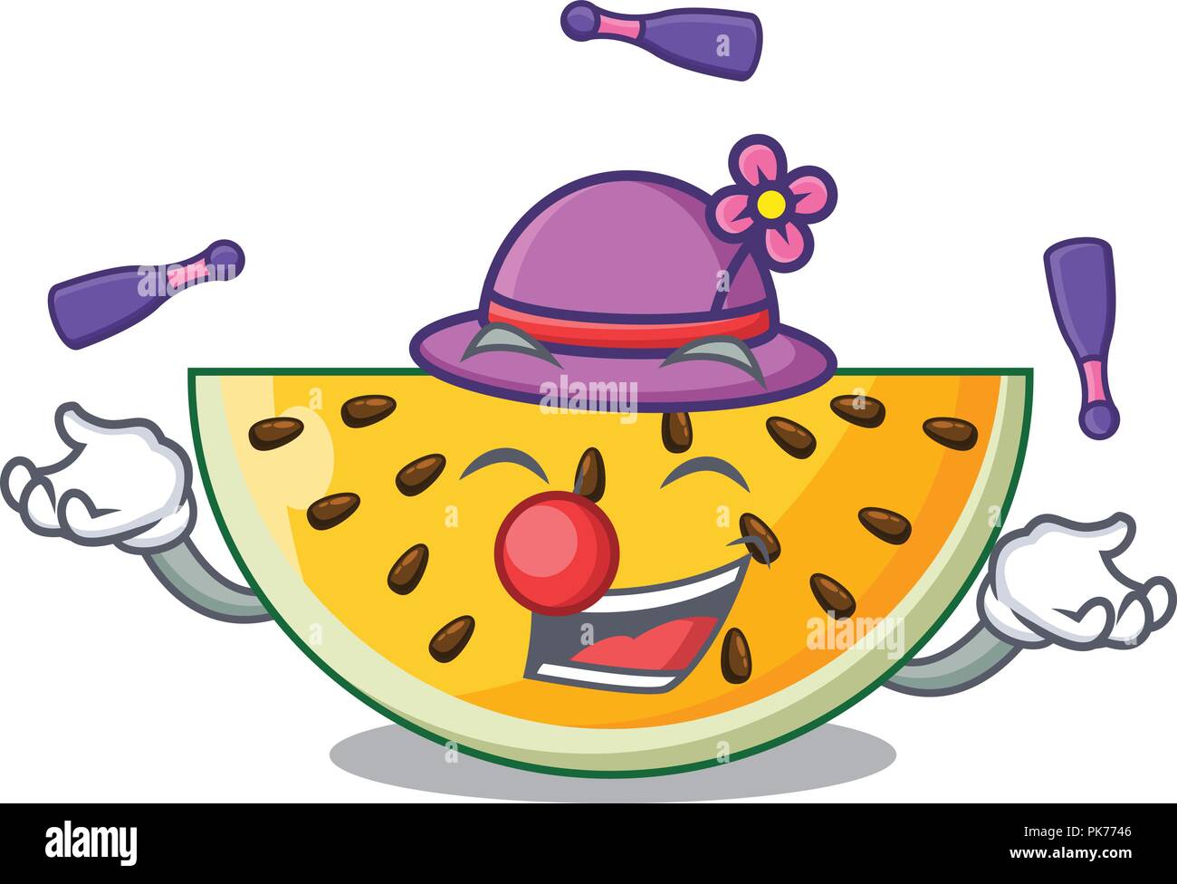 Juggling melon cartoon character for health mascot vector illustration ...