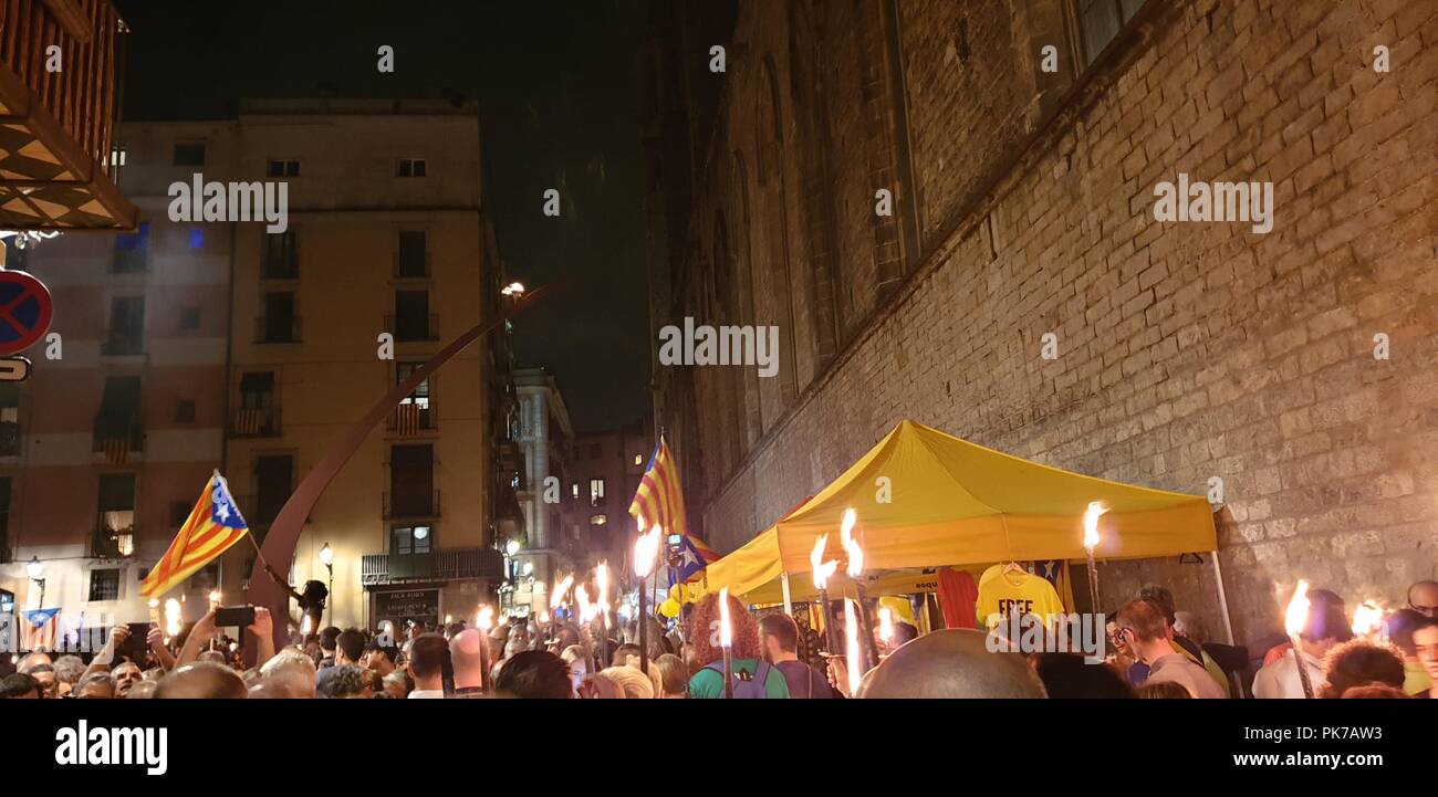 Barcelona, Catalunya,Spain,Catalunya day festival at El Born area ...