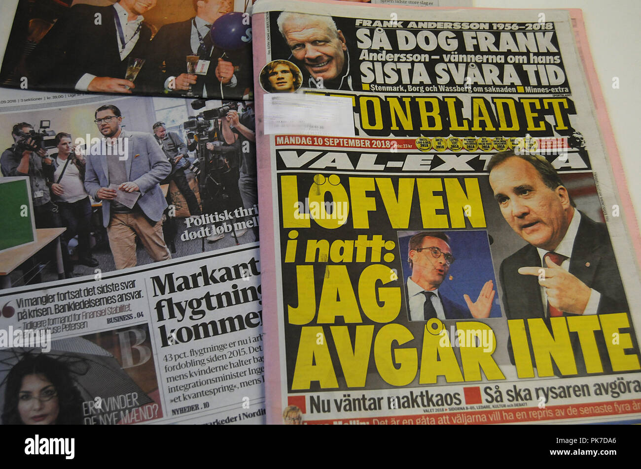 Copenhagen/Denmark 11.September 2018 Swedish media head lines after ...
