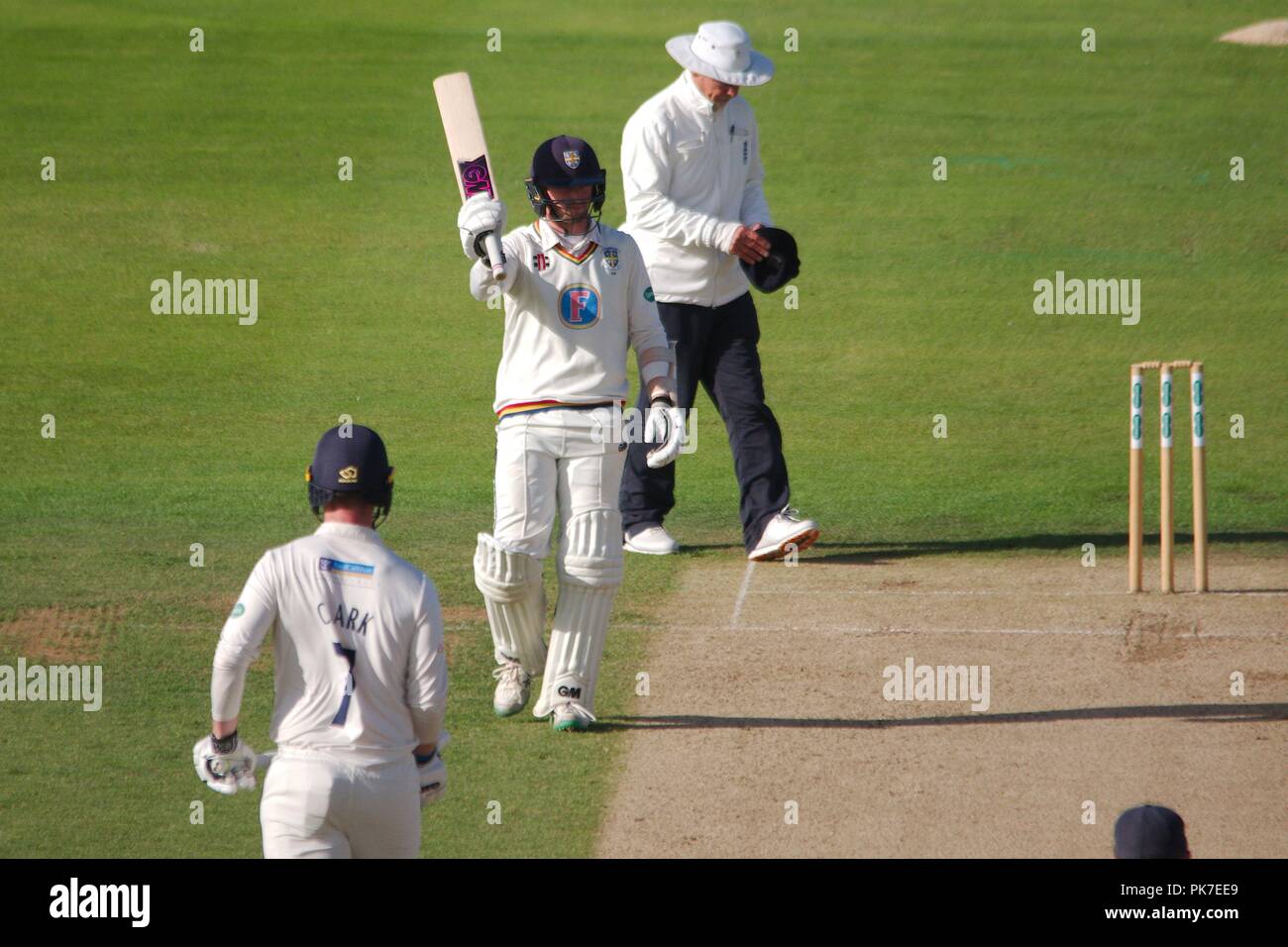 Cricket batsman raising bat hi-res stock photography and images - Alamy