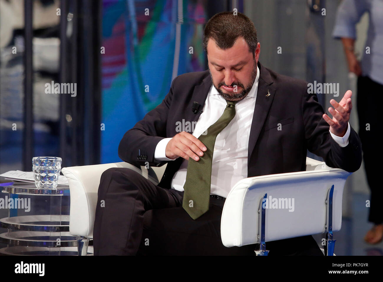 Matteo Salvini Roma 11/09/2018. Trasmissione tv Porta a Porta Rome ...