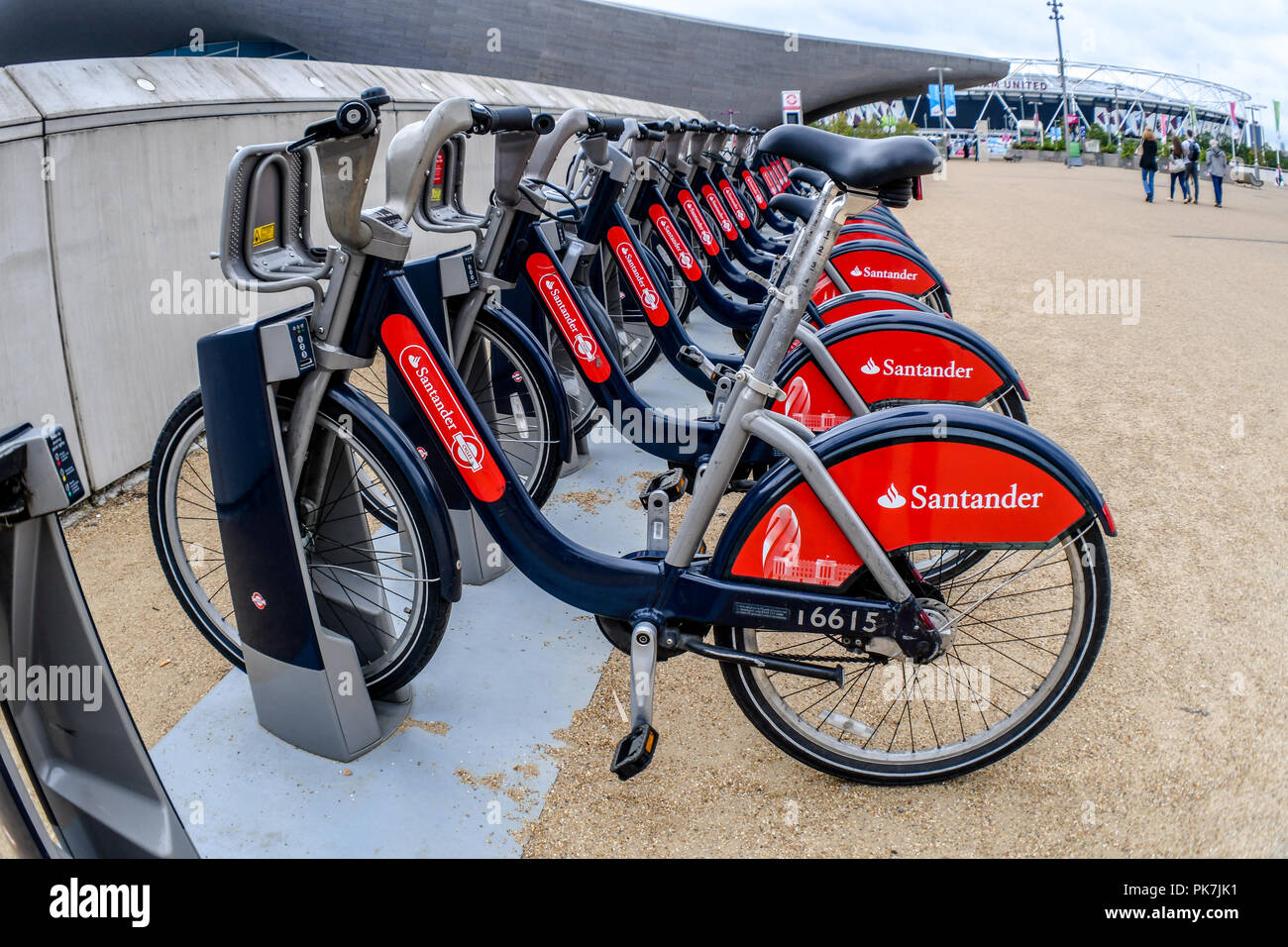Santander Cycles at the Queen Elizabeth Olympic Park, London, UK. 11 ...
