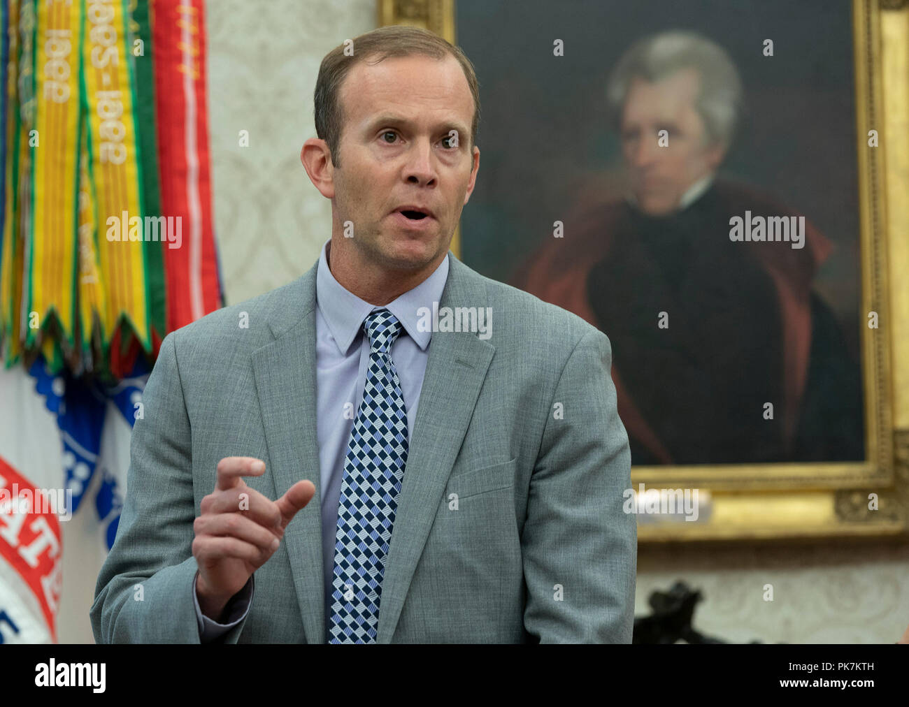 Federal Emergency Management Agency Director Brock Long speaks during a ...