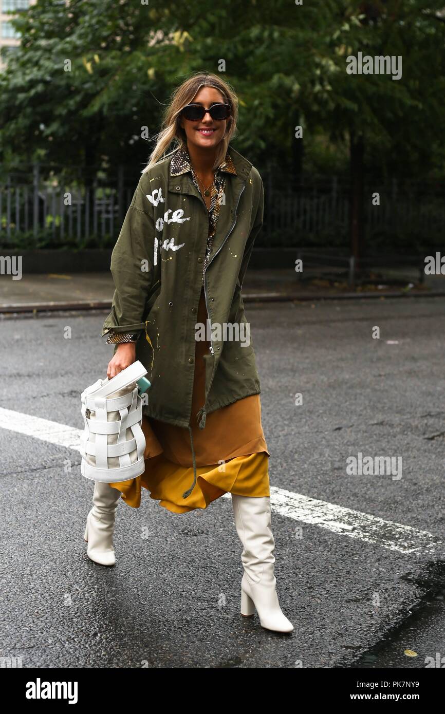 Caitlyn posing on the street outside the Bevza show during New York ...