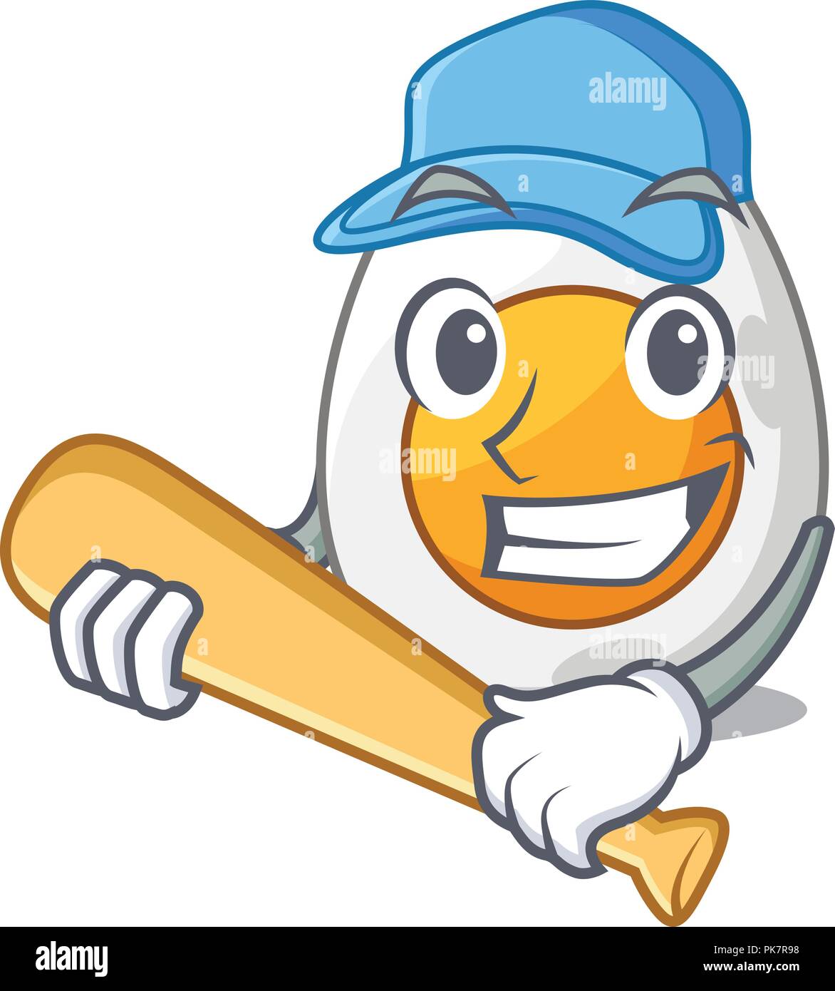 Playing baseball cartoon boiled egg sliced for breakfast Stock Vector ...