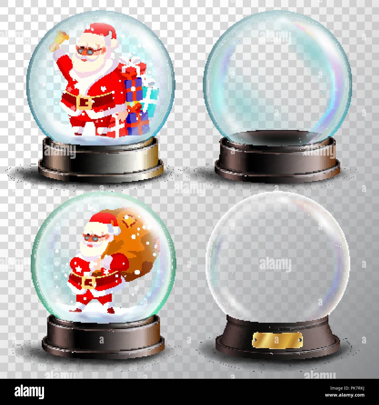 Christmas Snowglobe Set Vector. Empty Snow Globe. Winter Xmas Design ...