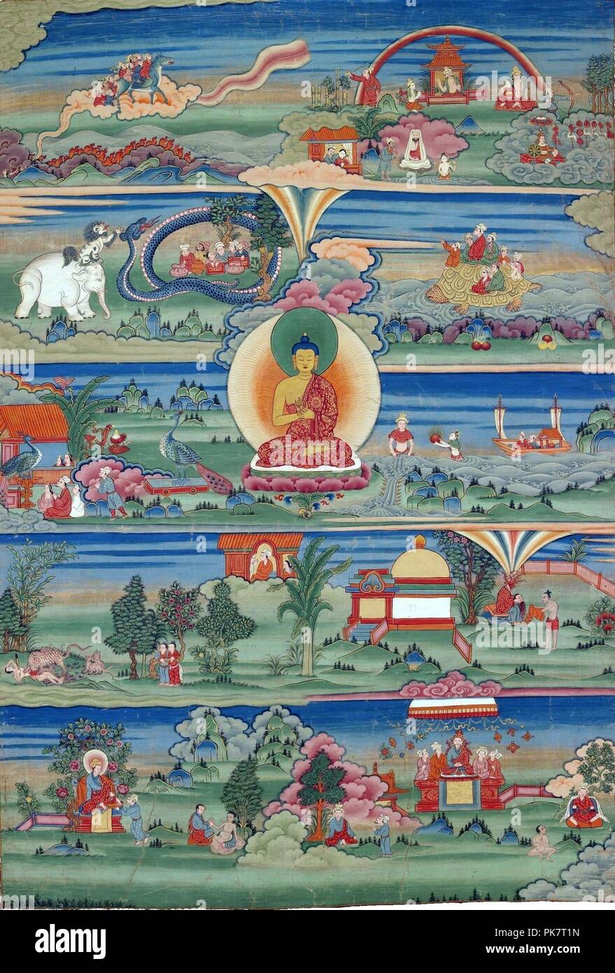 Bhutanese painted thanka of the Jataka Tales, 18th-19th Century ...