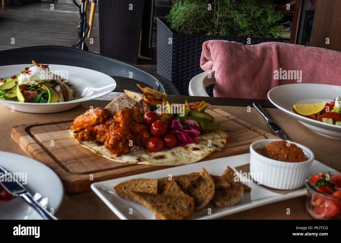 serving dining table Stock Photo - Alamy