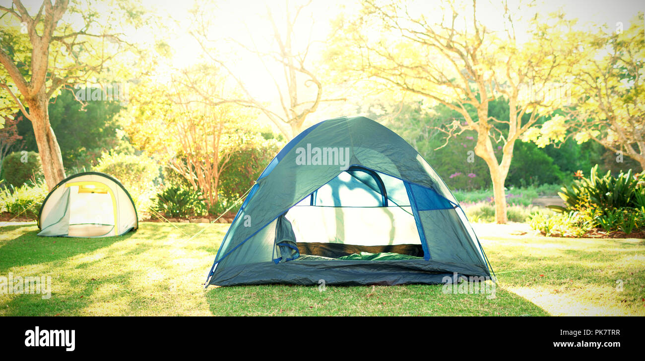 Tents at campsite on a sunny day Stock Photo - Alamy