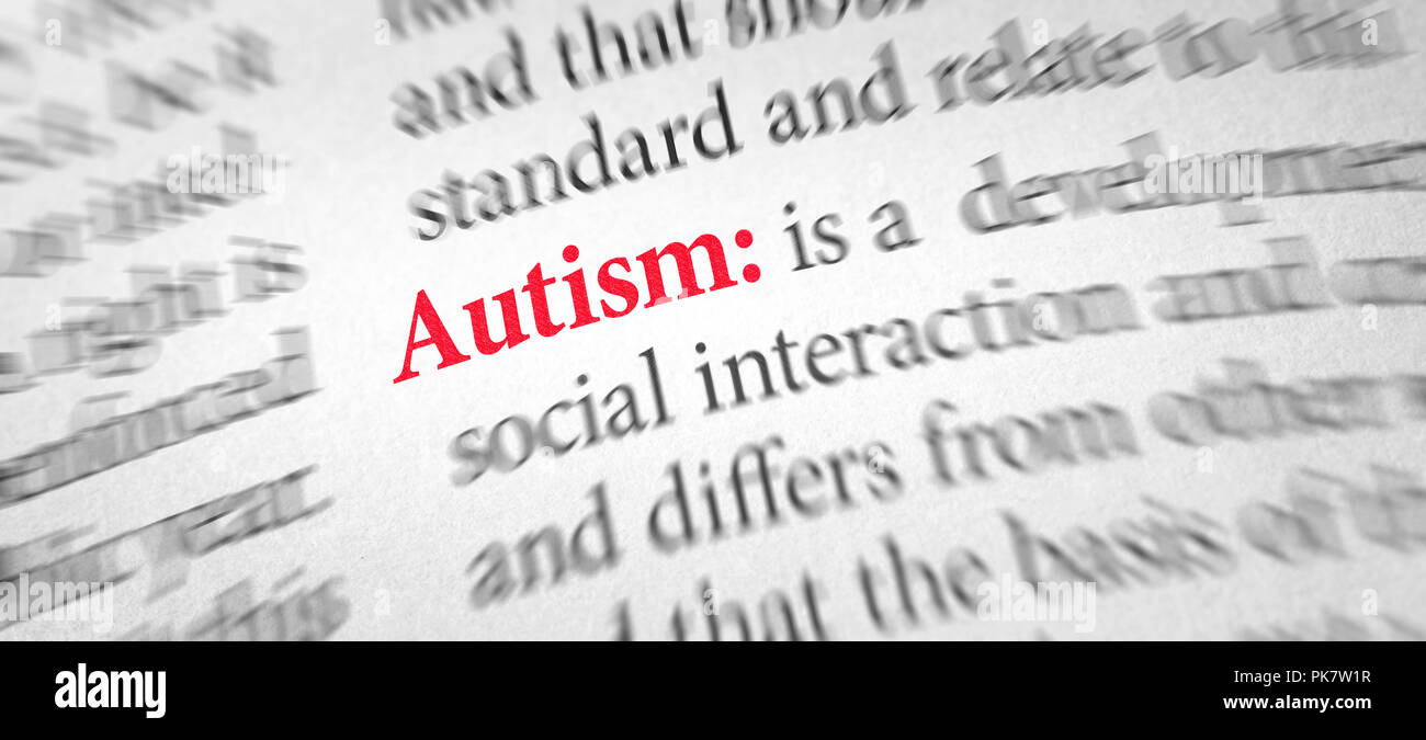 Definition of the word Autism in a dictionary Stock Photo - Alamy