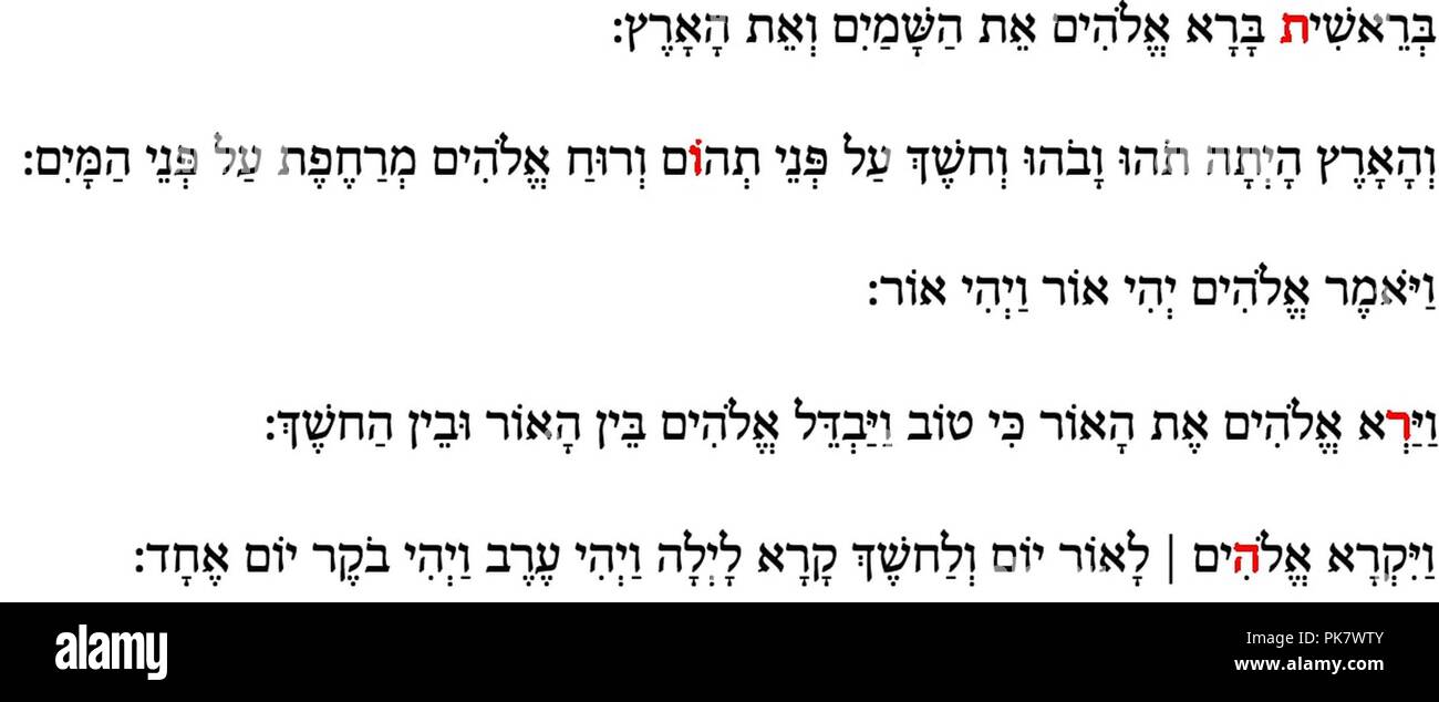 Bible code in Genesis 1,1-4 Stock Photo - Alamy