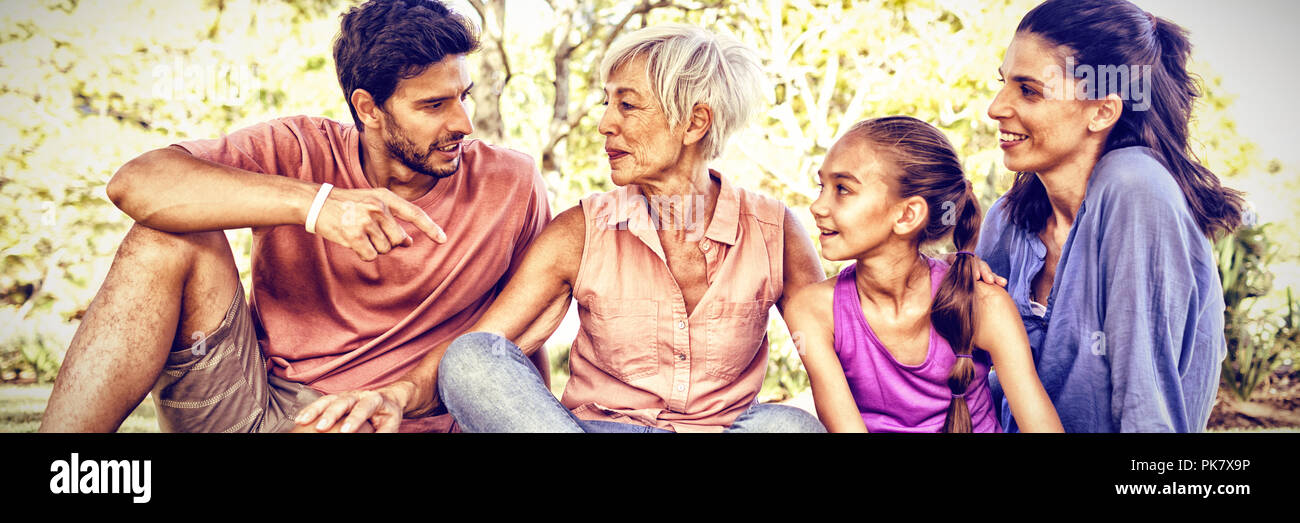 Happy family interacting in the park Stock Photo - Alamy