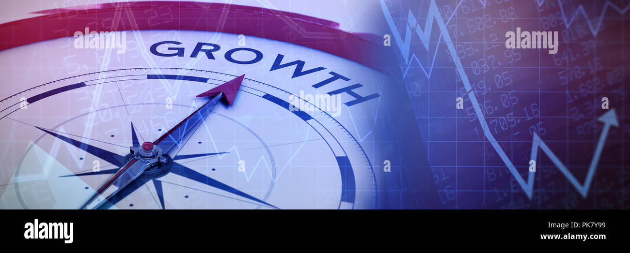 Composite image of compass pointing to growth Stock Photo - Alamy