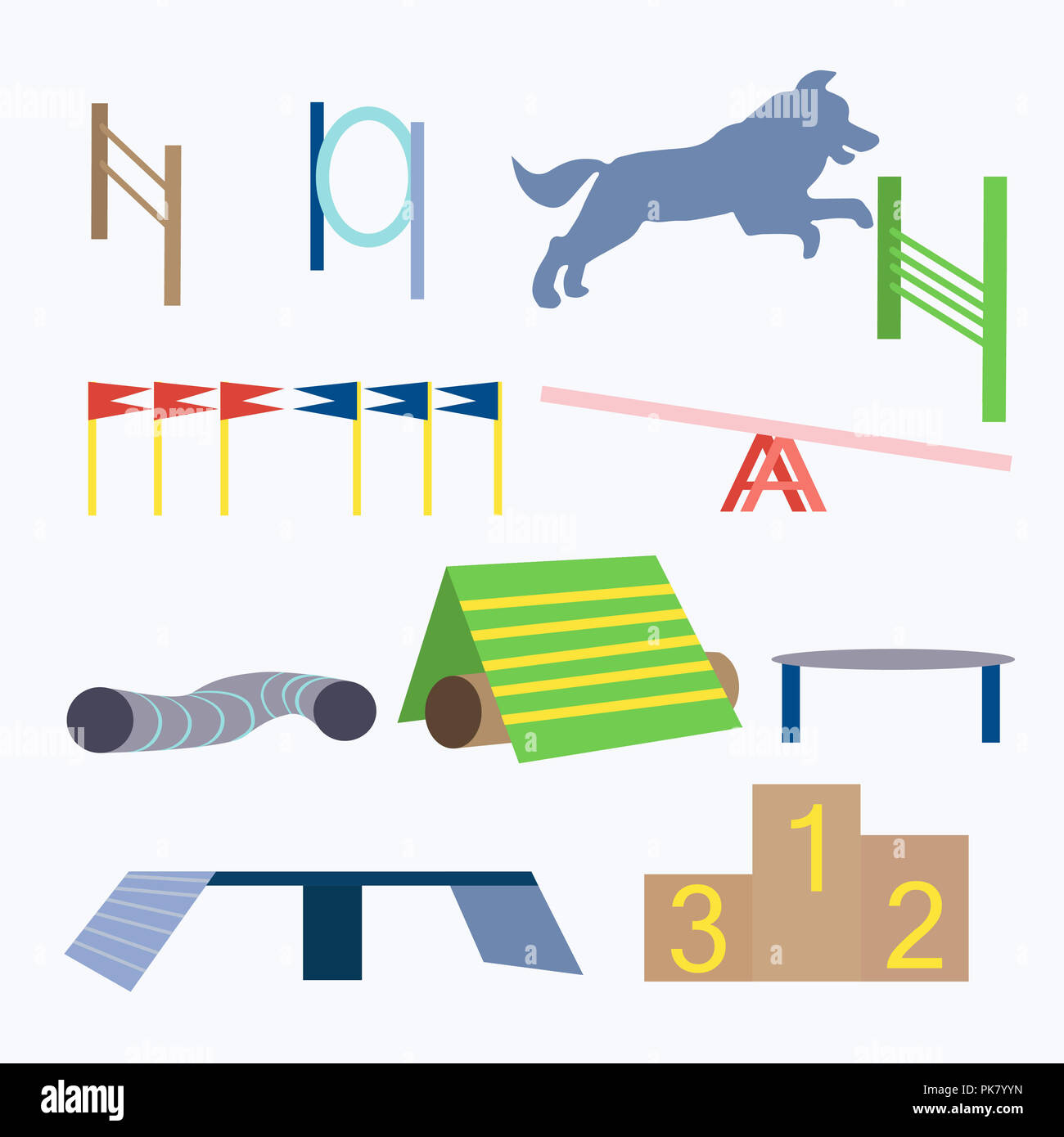 Dog agility equipment vector illustration. Agility dog isolated on ...