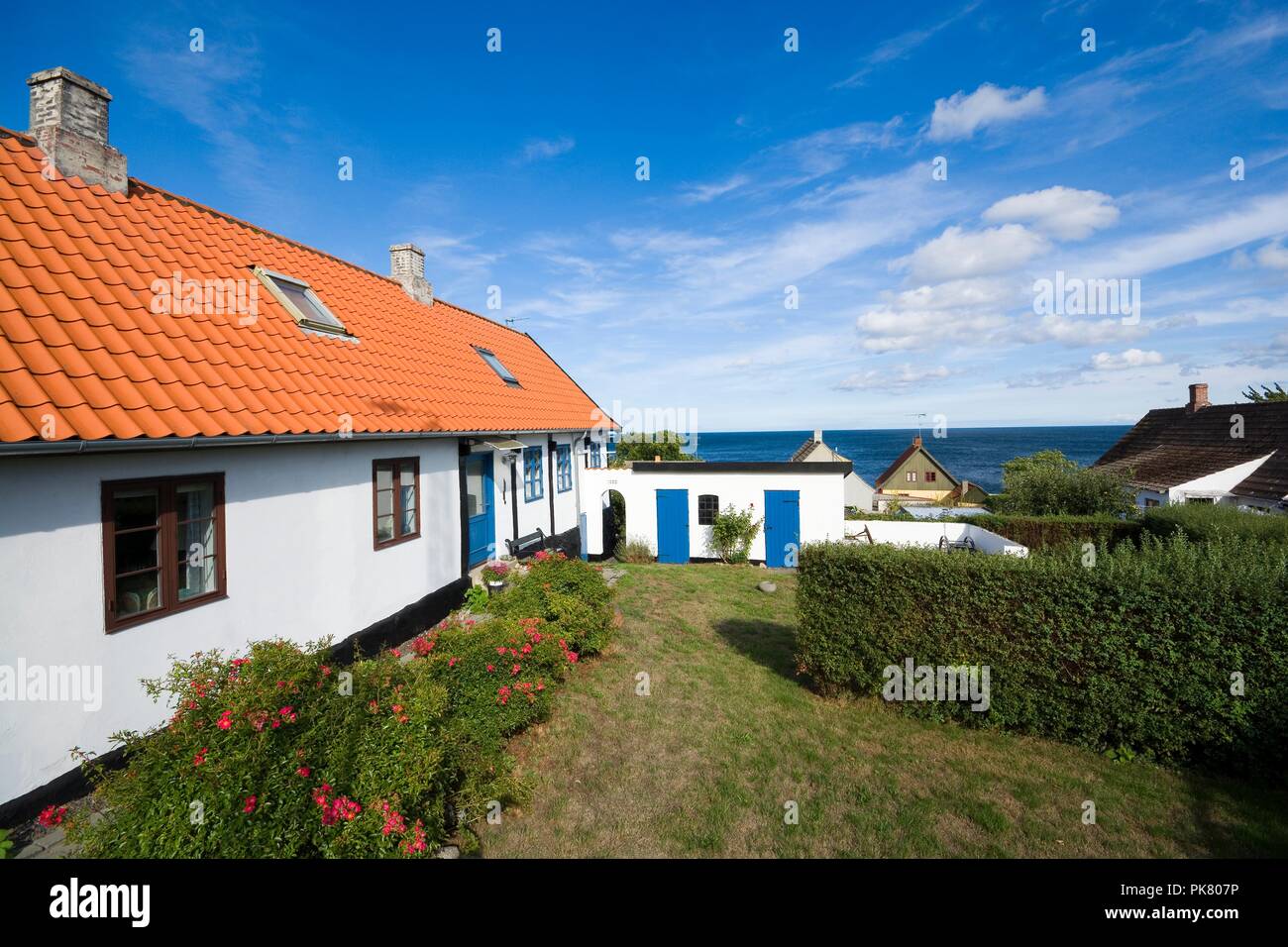 Traditional tiny houses of fishing hamlet, Aarsdale, Bornholm, Denmark ...