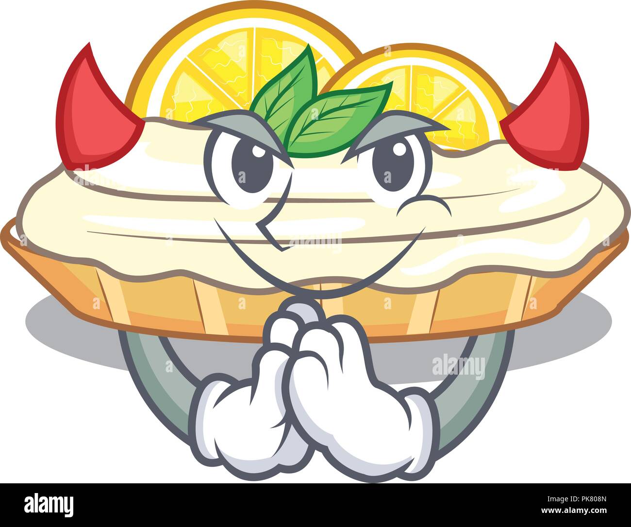 Devil cartoon piece of yummy lemon meringue pie Stock Vector Image ...