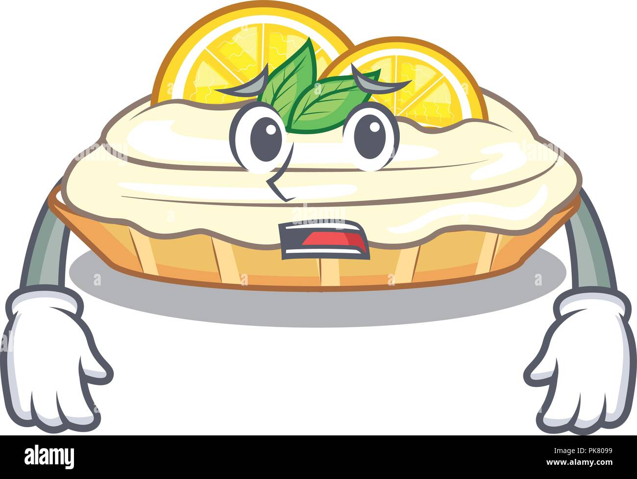 Afraid cartoon piece of yummy lemon meringue pie Stock Vector Image ...