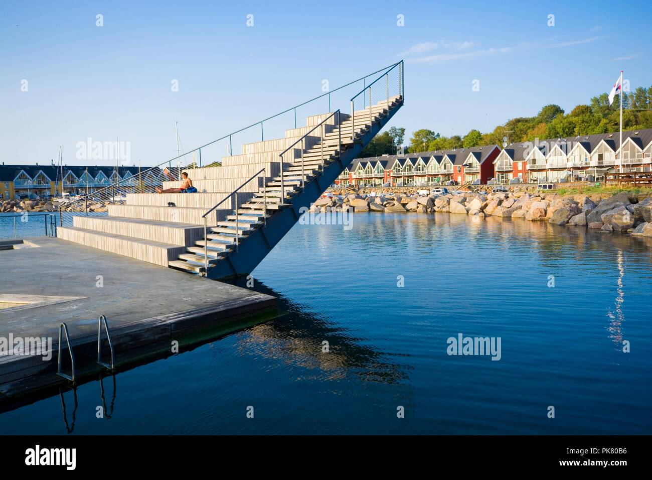 HASLE, DENMARK - AUGUST 23, 2018: Modern sun and viewing platform for ...