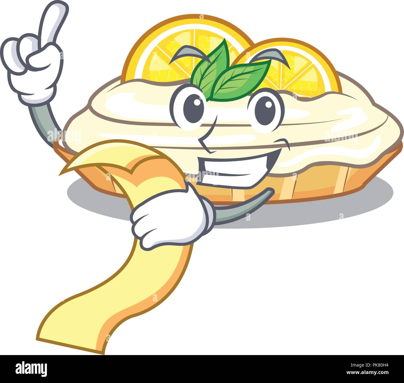 With menu cartoon piece of yummy lemon meringue pie Stock Vector Image ...