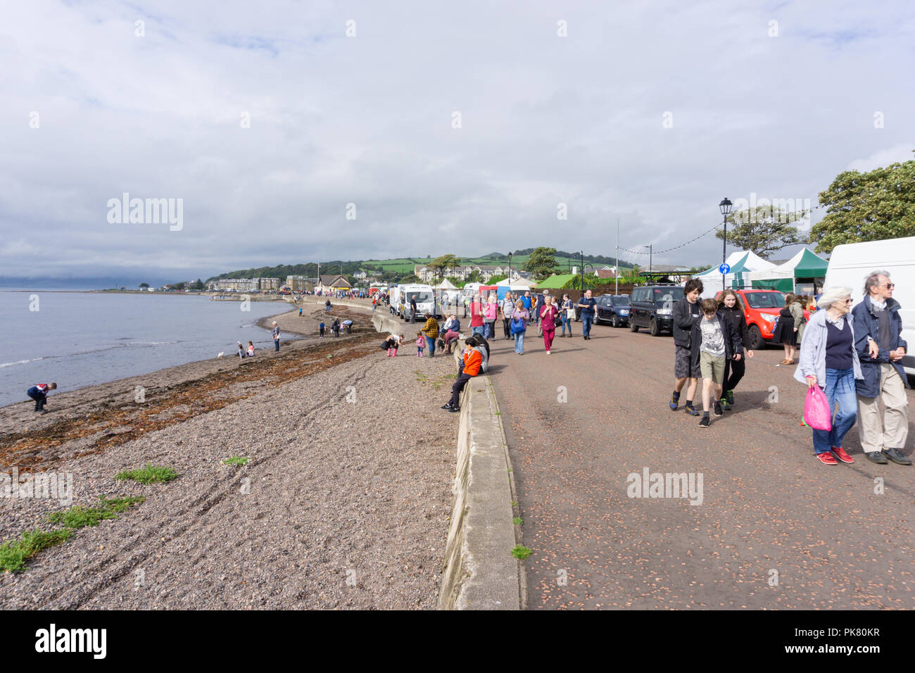 Largs, Scotland, UK - September 2018: Visitors to Largs enjoying the ...