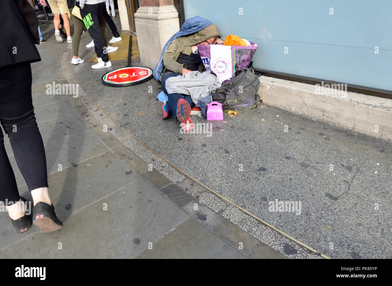 Homeless man in the street, central London, England, UK Stock Photo - Alamy